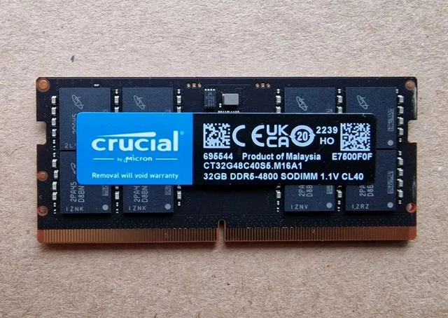 CRUCIAL DDR5 RAM 32GB 4800MHz SODIMM Laptop Memory Mini PC, NUC ...