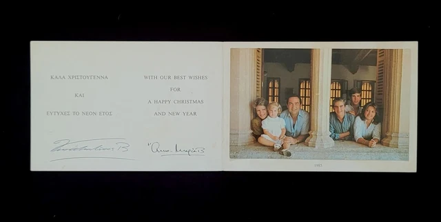 1985 GREEK KING Constantine Queen Anne-Marie Signed Royal Christmas ...