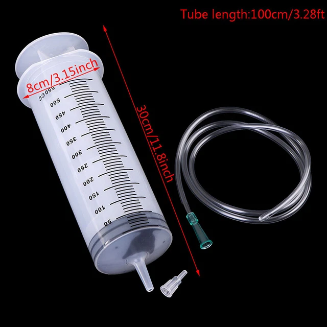 500ML CC SYRINGE injector Clear Plastic Large Disposable Syringe with ...