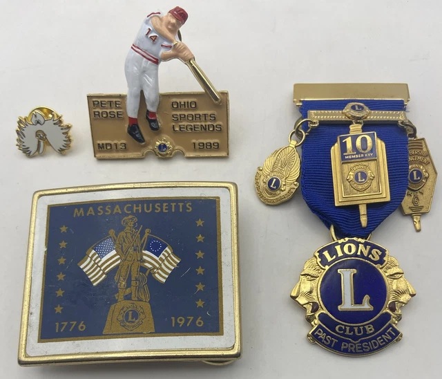 4 X LIONS Club International Items, Pin Badges, Belt Buckle & Medal EUR ...
