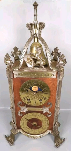 RARE FRENCH ARTS And Crafts Moon Phase And Calendar Dial Bracket Clock ...