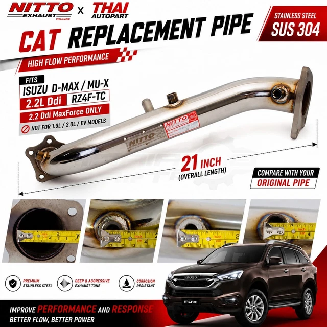 FOR ISUZU D-MAX MU-X 2.2 Ddi MaxForce RZ4F-TC 24-25 Exhaust Cat ...