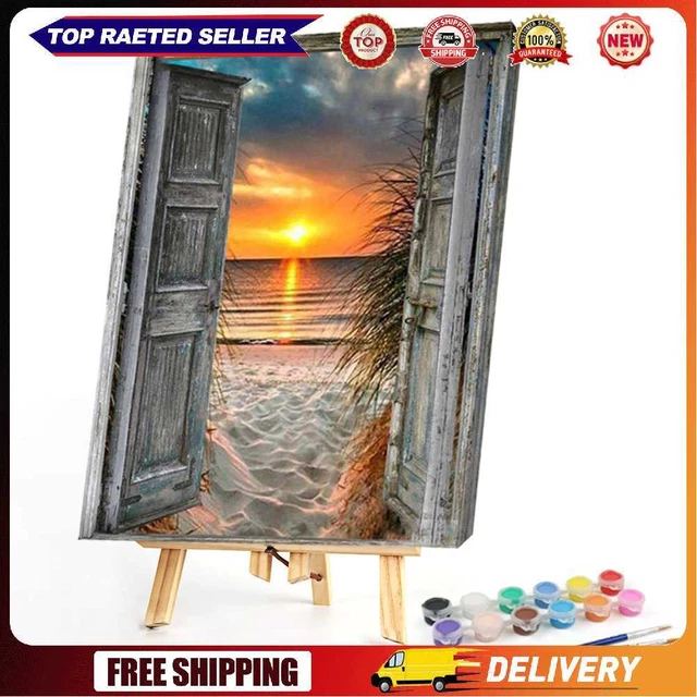 BEACH SUNSET OIL Color by Numbers Set, Frameless Drawing Picture, Wall ...