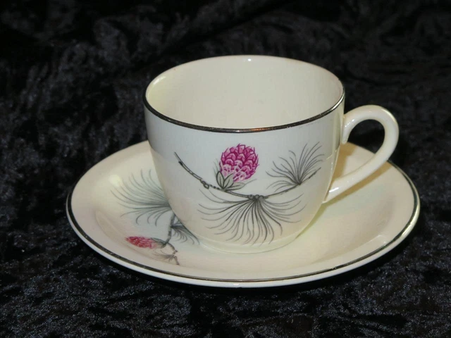 REPLACEMENT CHINA CUP & Saucer Pine Cone Pattern RUSSELL HOBBS 1950/60s ...