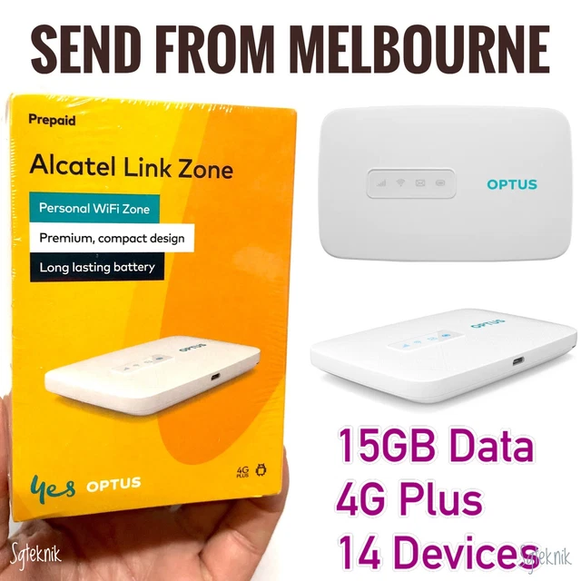 NEW OPTUS MOBILE Broadband Wifi Modem MW41CL Alcatel Link Zone 15GB ...
