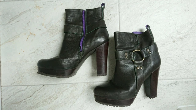 RED OR DEAD dark brown leather high heel ankle boots size 7 £27.00 ...