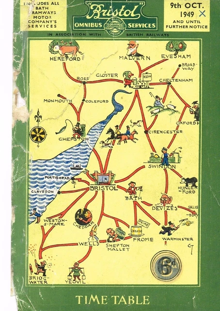 BRISTOL OMNIBUS SERVICES Timetable 1949 WITH MAP £15.00 - PicClick UK