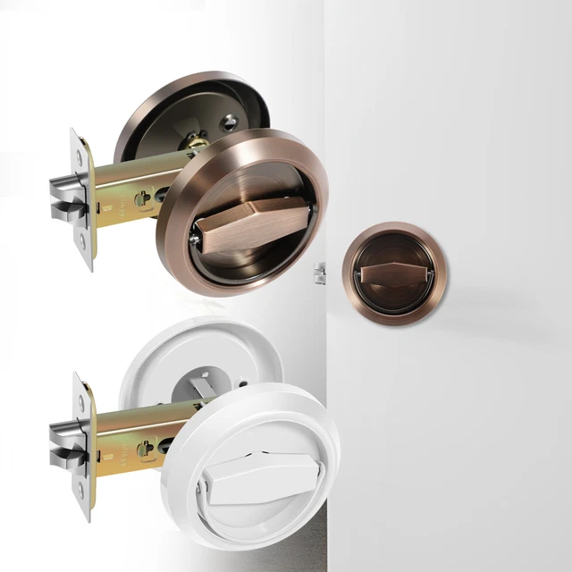 ROUND RECESSED DOOR Lock Stainless Steel Round Recessed Door Lock^ £13. ...