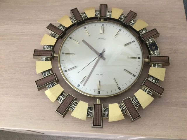 SPARES/REPAIR METAMIC WALL Clock, Working Gold And Teak, 13” Diameter £ ...