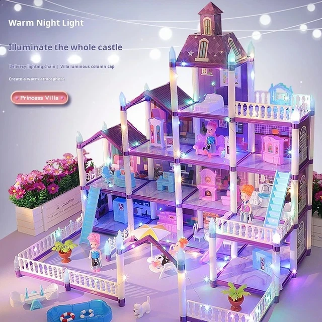 3D DIY PRINCESS Castle Villa Doll House Set Kids Girls Assembly Toy ...
