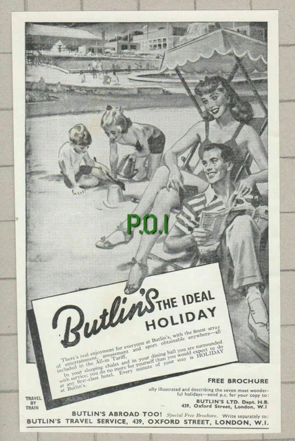 (4639) BUTLIN'S HOLIDAY Small Advert - 1954 Clip £6.85 - PicClick UK