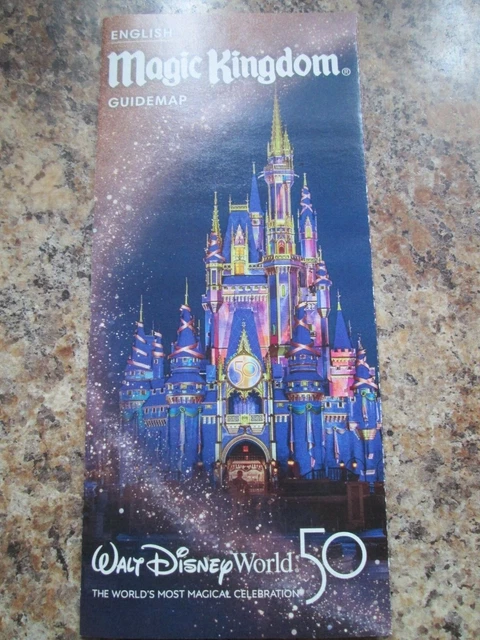WALT DISNEY WORLD Magic Kingdom Guide map Brochure 50th Anniversary ...