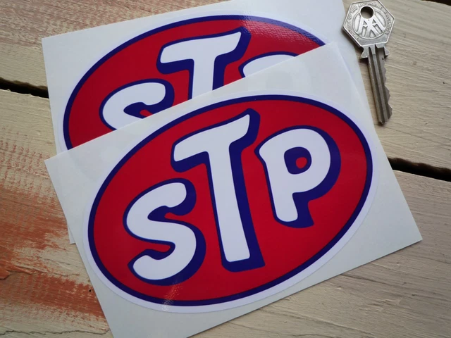 STP OIL CLASSIC Car STICKERS 6" Pair Race & Rally Dodge Bike Americana ...