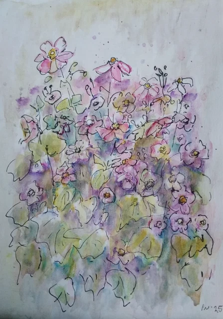 ORIGINAL IMPRESSIONIST WATERCOLOUR and ink painting of 'Japanese ...
