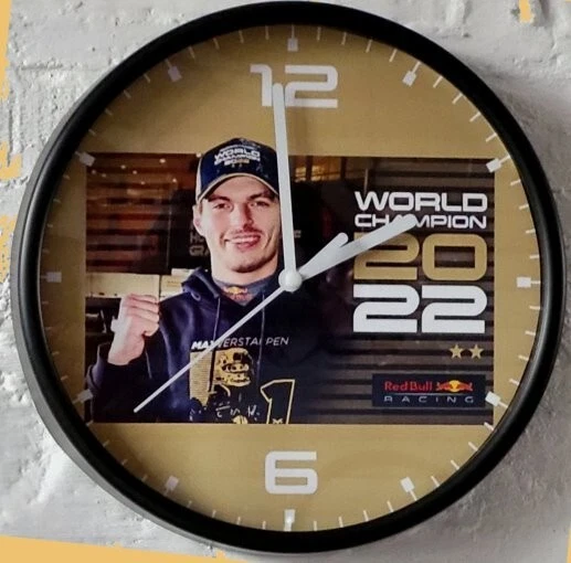 WALL CLOCK F1 Red Bull Max Verstappen World Champion 2022 black £13.10 ...