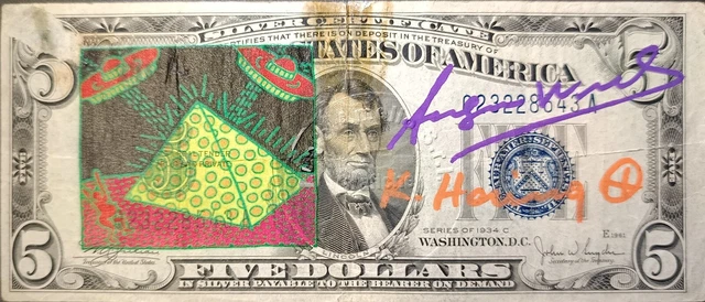 KEITH HARING ANDY Warhol Banconota Disegno Serigrafia Firmata Certificata EUR 500,00 - PicClick IT