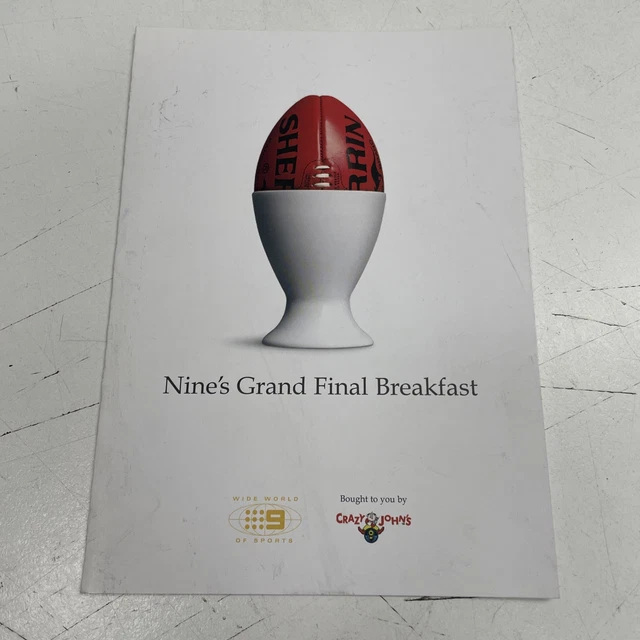 ORIGINAL RETRO AFL MENU PROGRAMME 2000s Grand Final Breakfast Menu $9. ...