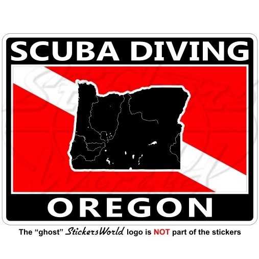 OREGON SCUBA DIVING Flag-Map Shape USA Rectangular Sticker, Decal 100mm ...