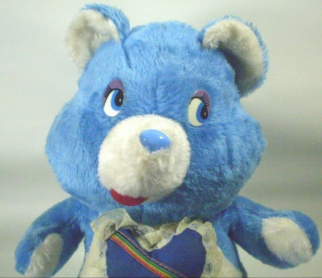 VINTAGE ETONE TEDDY Bear Plush RARE White Blue Heart 14" Lovey Toy Soft ...
