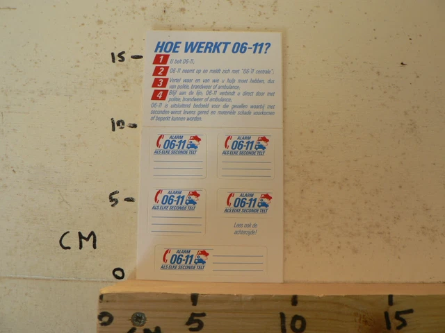 STICKER,DECAL HOE WERKT 06-11 Alarmnummer Sheet 5 Stickers EUR 4,99 ...