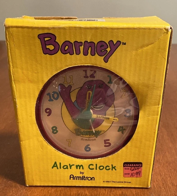 BARNEY ALARM CLOCK By Armitron. Great White elephant Gift 1993 Works ...