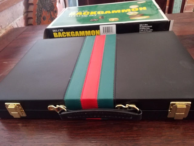 VINTAGE ORIGINAL BACKGAMMON Board Game Set In Faux Leather Case 37 X 25 ...