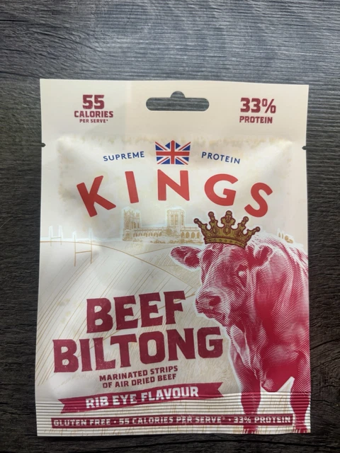 RIB EYE FLAVOUR KINGS BEEF BILTONG 10 X 25g Individual Packs CAMPING ...