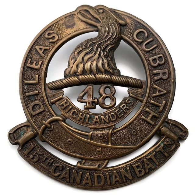 WW1 15TH CANADIAN Battalion 48th Highlanders of Canada Regiment Cap ...