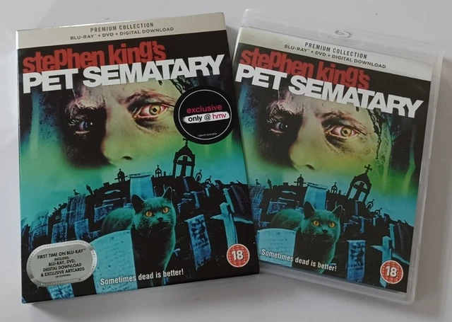 PET SEMATARY 1989 HMV Premium Collection Blu-Ray/DVD w/Artcards Stephen ...