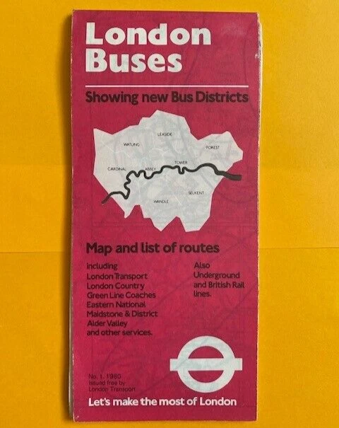 LONDON BUSES MAP and list of routes, no 1. 1980. Mint. £2.50 - PicClick UK