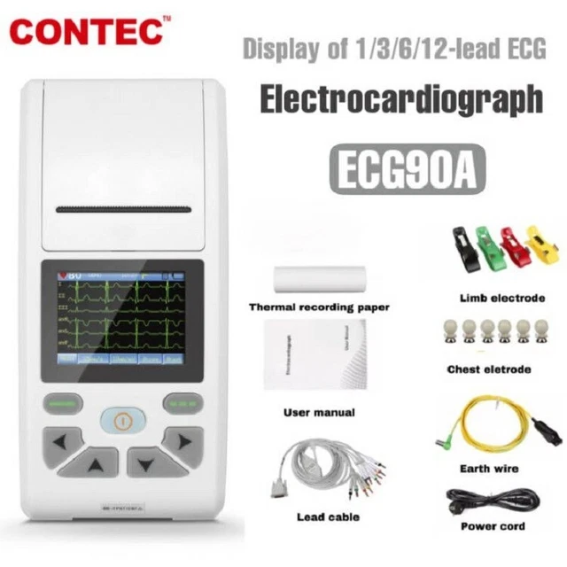 CONTEC EKG ECG Machine ECG Holter Electrocardgraph ECG90A 1-Channel ECG ...