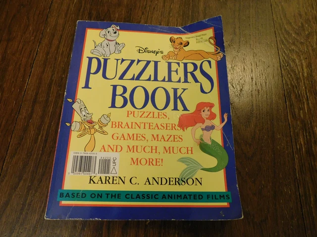 DISNEY'S BOOK OF PUZZLERS Games Mazes Coloring Ariel Simba Karen C ...