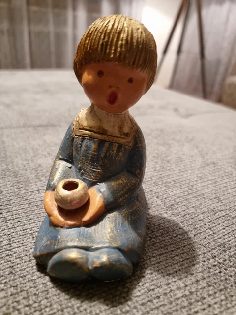ALTER ENGEL Keramik Kerzenhalter Singer Engel Jullar blau Spanien EUR ...