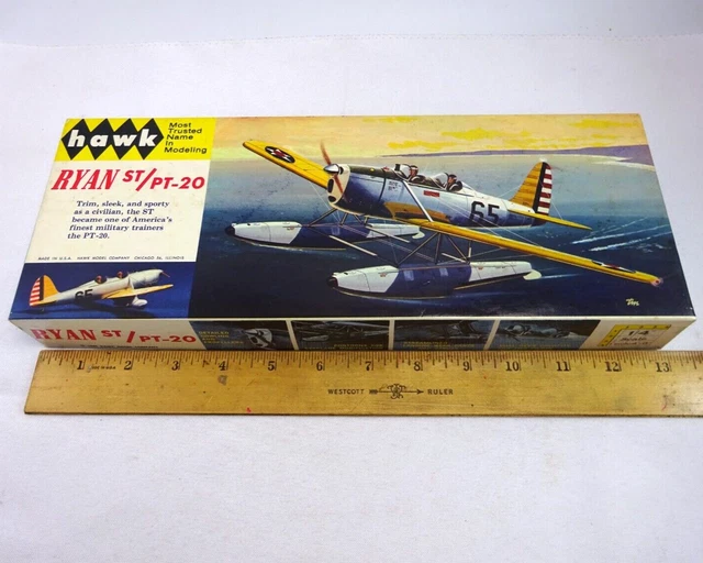 VINTAGE 1965 AIRPLANE Model Wwii Era Ryan St / Pt-20 Unassembled Kit 1: ...