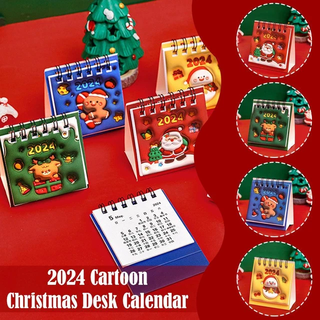 2024 CHRISTMAS DESK Calendar Mini Cartoon Cute Pattern Desktop Calen ...