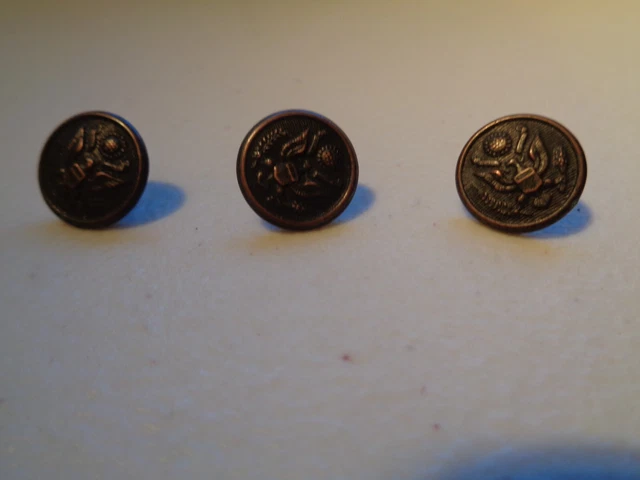 WW1 AND WW2 American Eagle Military Buttons X3 1 Newhark NJ + 2 ...