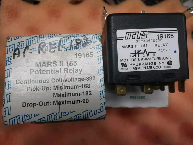 NOS MARS II 165 Potential Start Relay 19165 Continuous Coil Voltage 332 ...