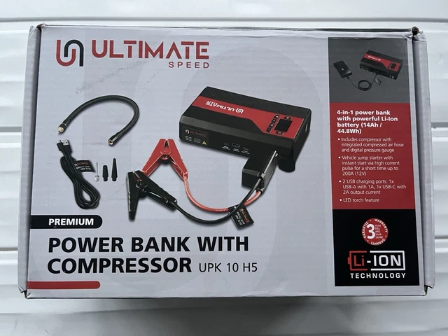 ULTIMATE SPEED POWER Bank with Compressor 12V £35.00 - PicClick UK