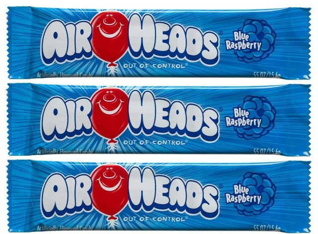5X AIR HEADS Blue Raspberry Flavor 16g Chewy Candy American Sweets $15. ...