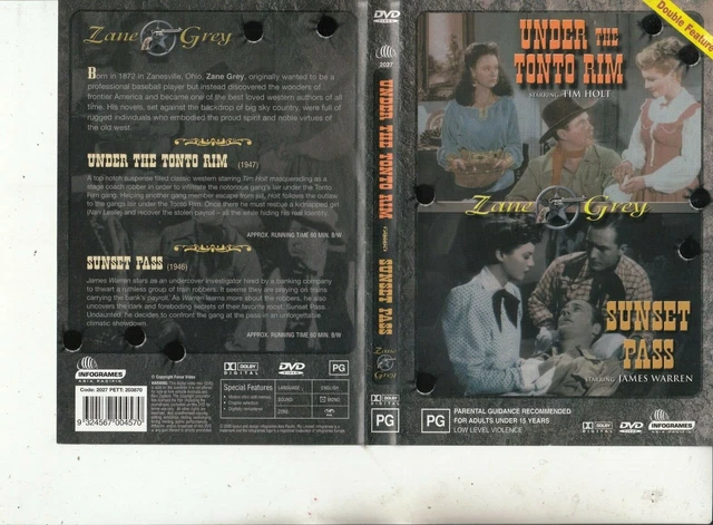 UNDER THE TONTO Rim-1948 & Sunset Pass-1946-Zane Grey-Movie Author ZG ...