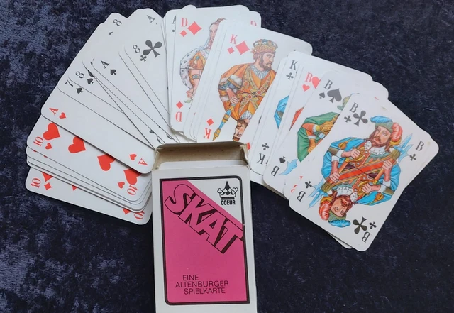 SKATKARTE SKAT FRANZÖSISCHES Bild Altenburger Spielkartenfabrik DDR-74 ...