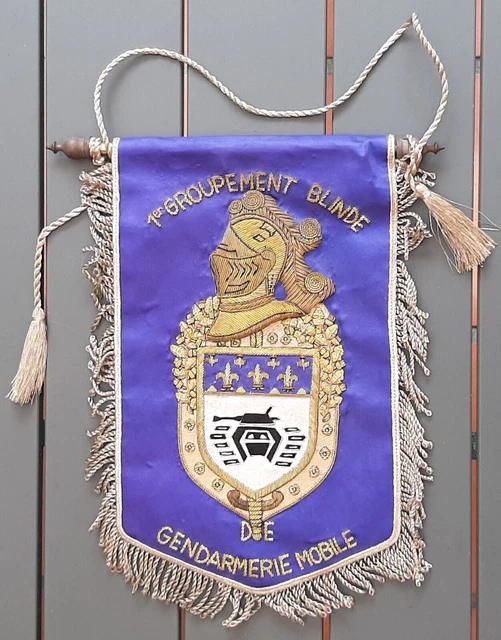 FANION BRODÉ ANCIEN 1° Groupement Blindé Gendarmerie Mobile GBGM SATORY ...