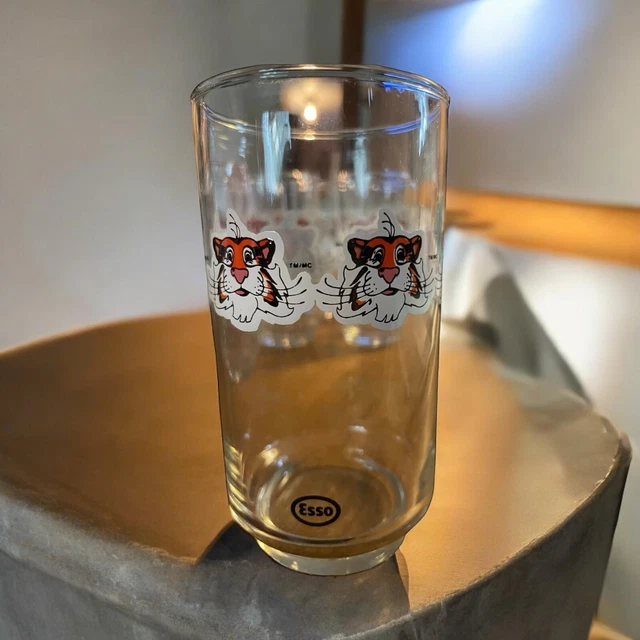 VINTAGE SET 8 Esso Tiger Tumbler Glass 10oz. 5 1/4” Circle Of Tigers 60 ...