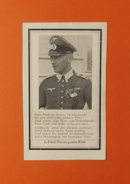 WW2 GERMAN DEATH Card ~ Sergeant Company Troop Leader ~ Medals 1943 ...