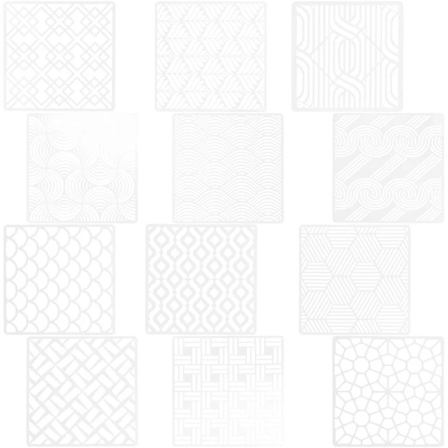 12 PCS REUSABLE Drawing Stencils Painting Templates Hollow Pet Material ...