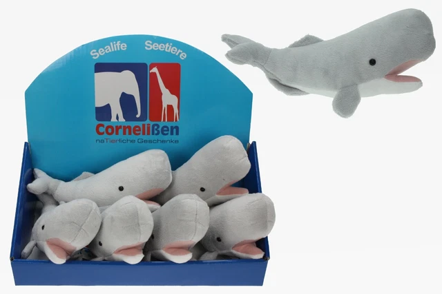 KUSCHELTIER POTTWAL ZAHN Wal Säugetier Länge 25 cm grau Plüschtier ...