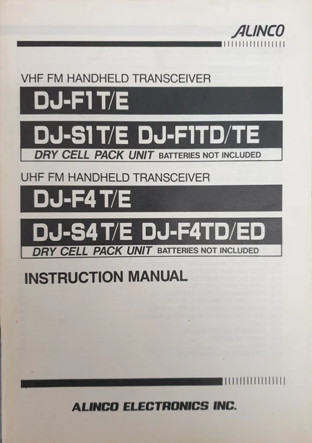 Manuale Istruzioni Schema Ricetrasmettitore Alinco Dj F1te E Dj S1t E