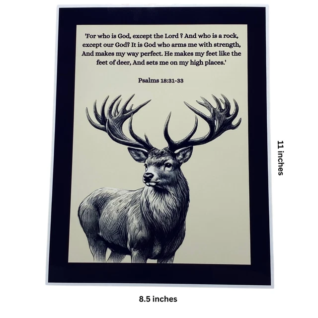 PSALMS 18:31-33 WALL Art Bible Verse Scripture Art Christian 8.5" x 11 ...