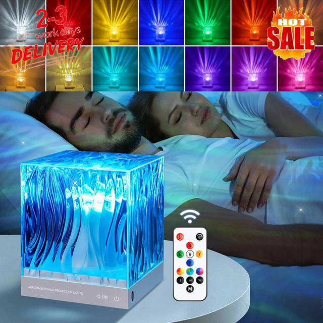 RGB CUBE NORTHERN Lights Water Wave Night Light with Remote LED ...