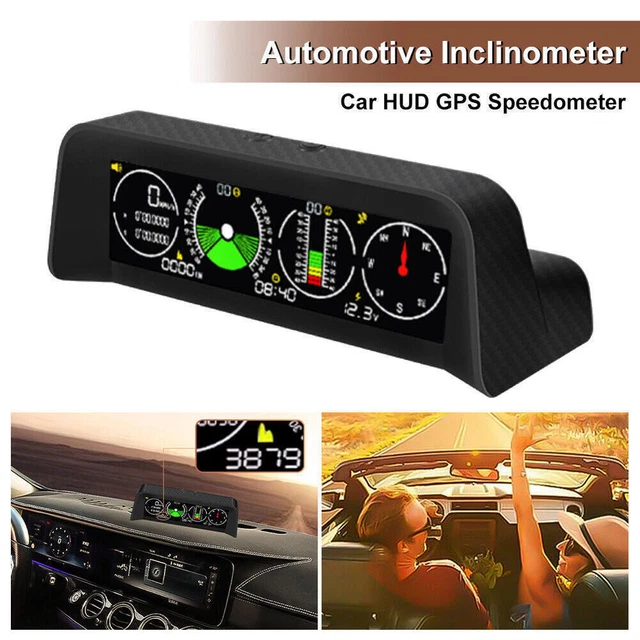 CAR HUD GPS speedometer Slope Meter Inclinometer Speed Alarm MPH KMH ...